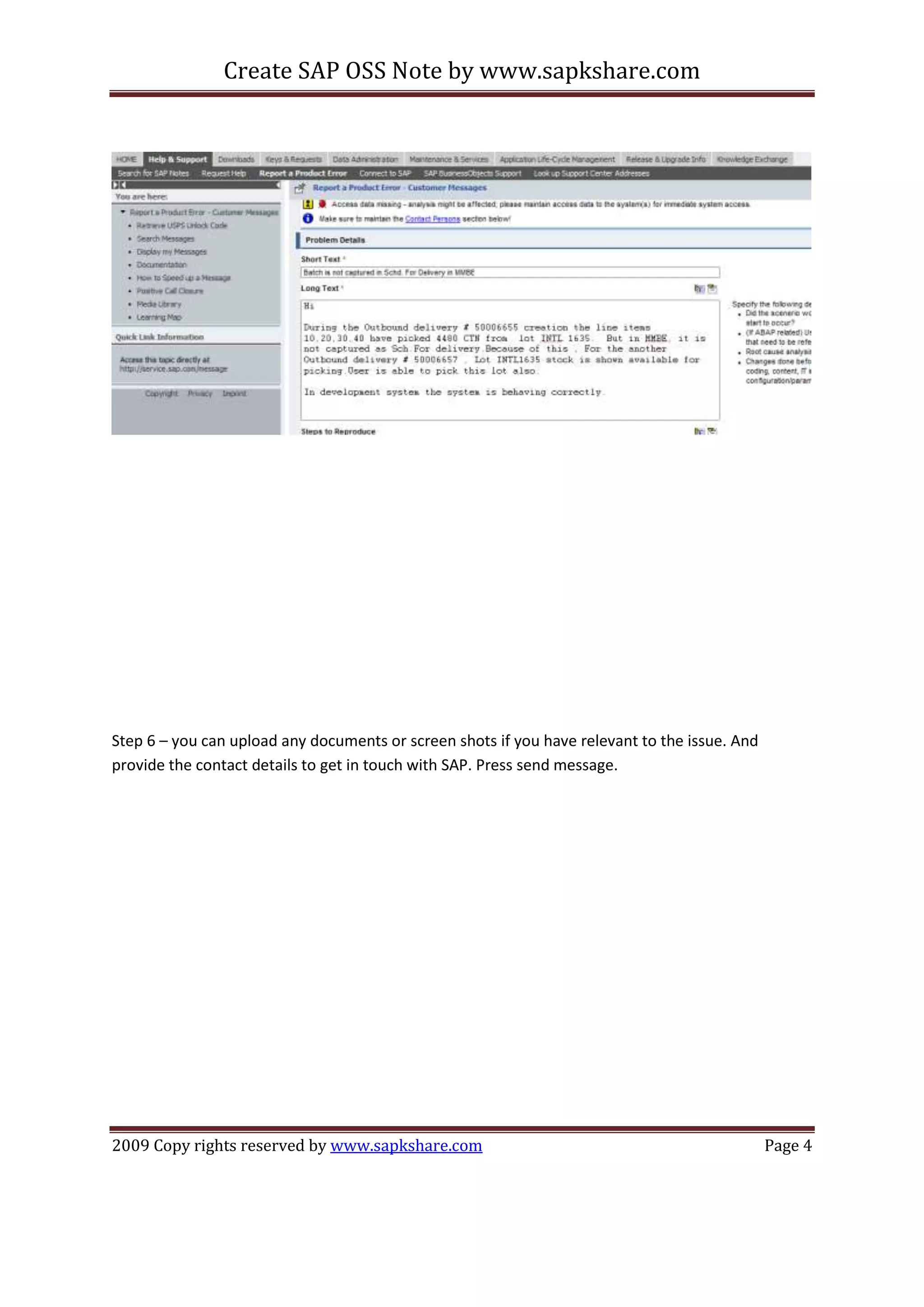 Step by-step-guide-on-how-to-create-an-sap-oss-notes | PDF