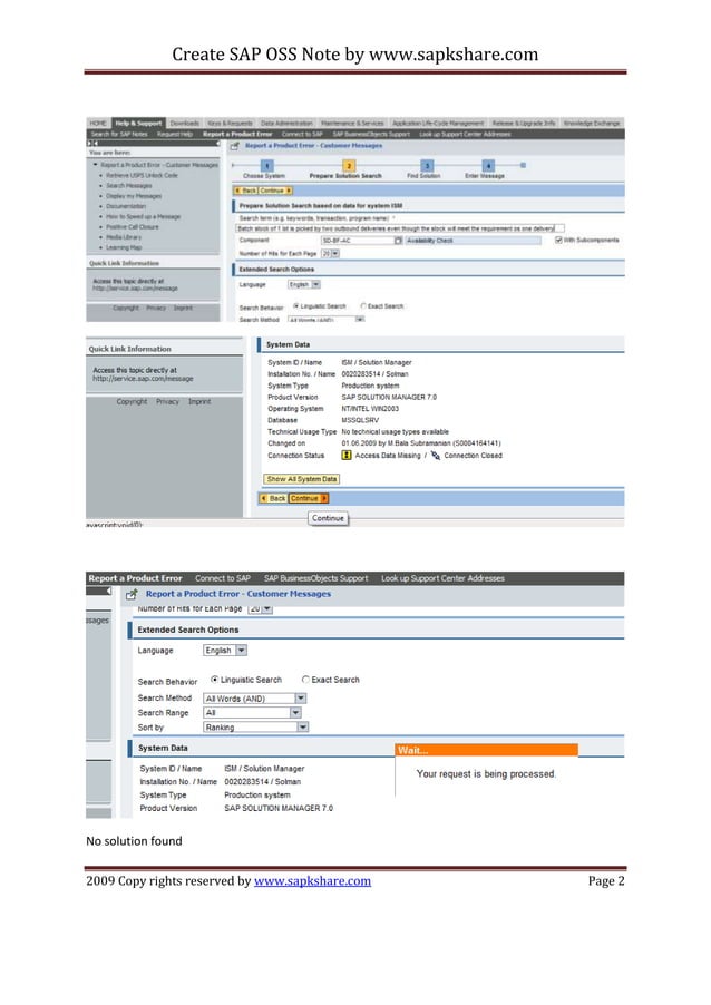 Step by-step-guide-on-how-to-create-an-sap-oss-notes | PDF | Technology ...