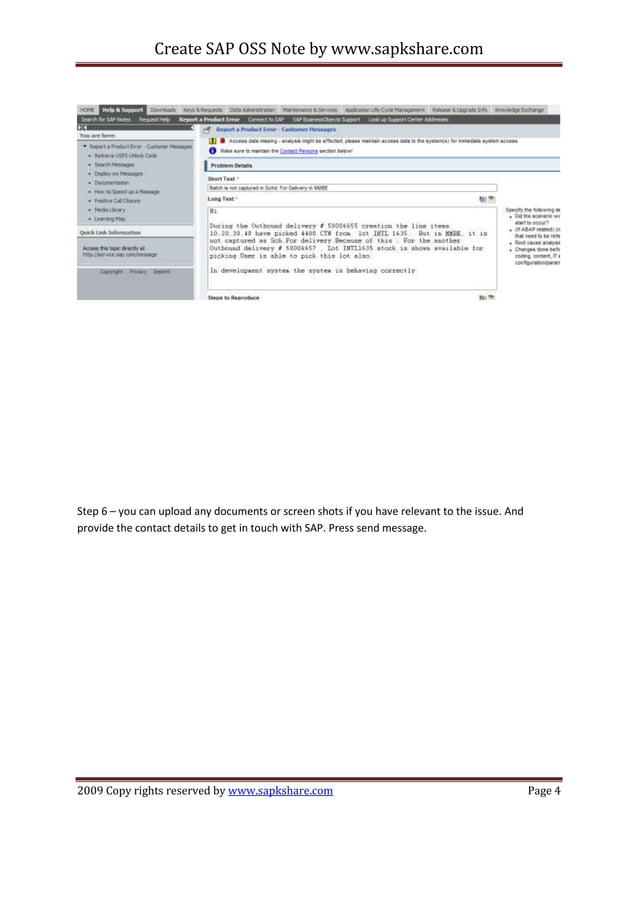 Step by-step-guide-on-how-to-create-an-sap-oss-notes | PDF | Technology ...
