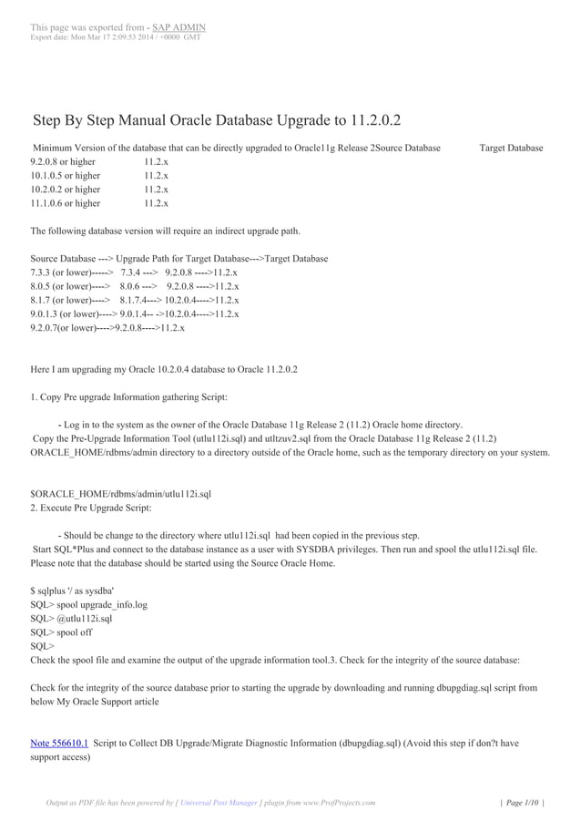 Oracle Upgradation Pdf