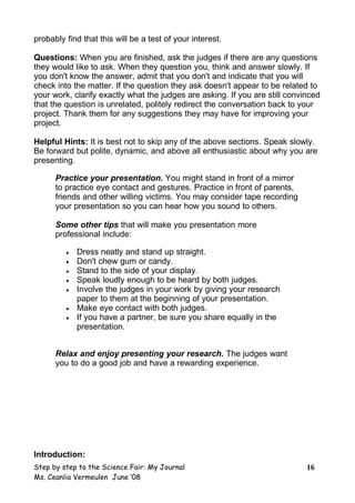 Step By Step To The Science Fair | DOC | Resume Writing and Advice ...