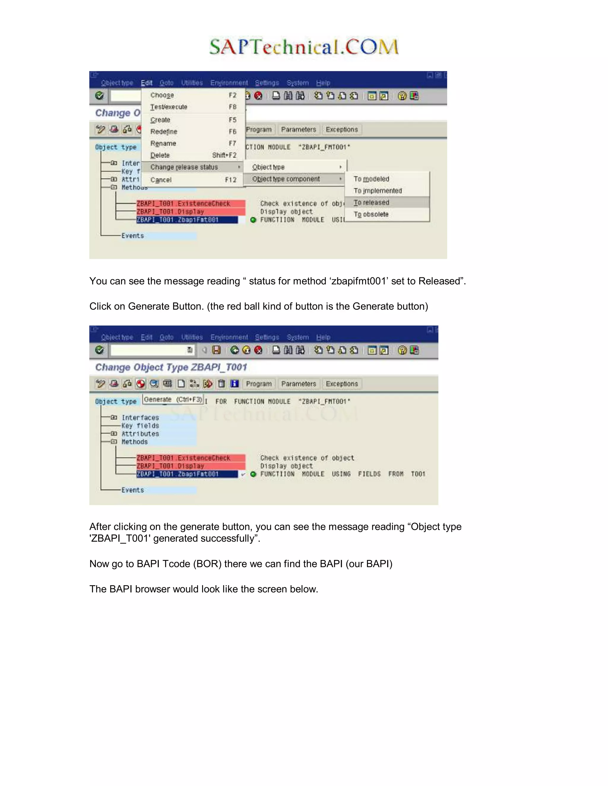 Step by-step creation of a bapi in detailed steps with scr… | PDF