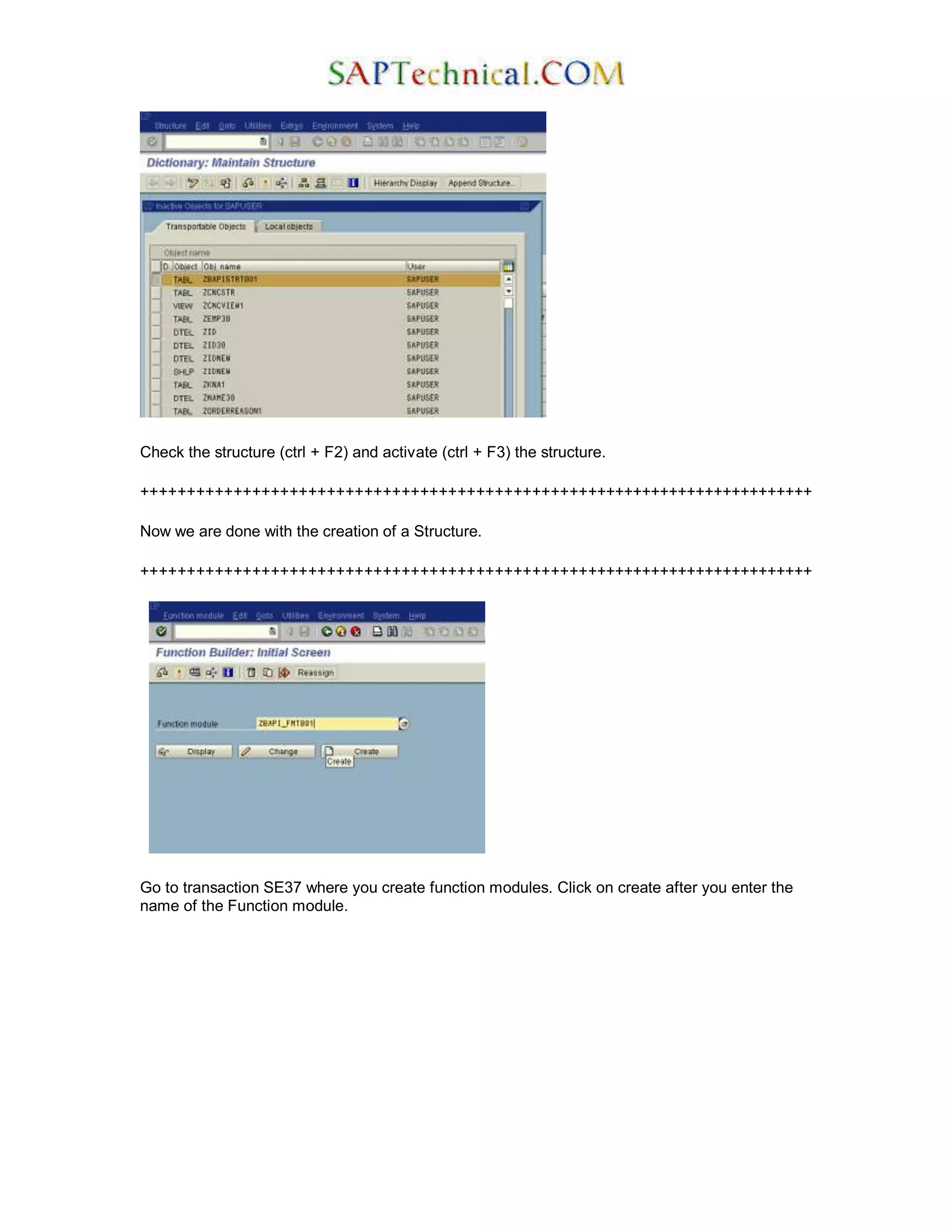 Step By Step Creation Of A Bapi In Detailed Steps With Scr Pdf 