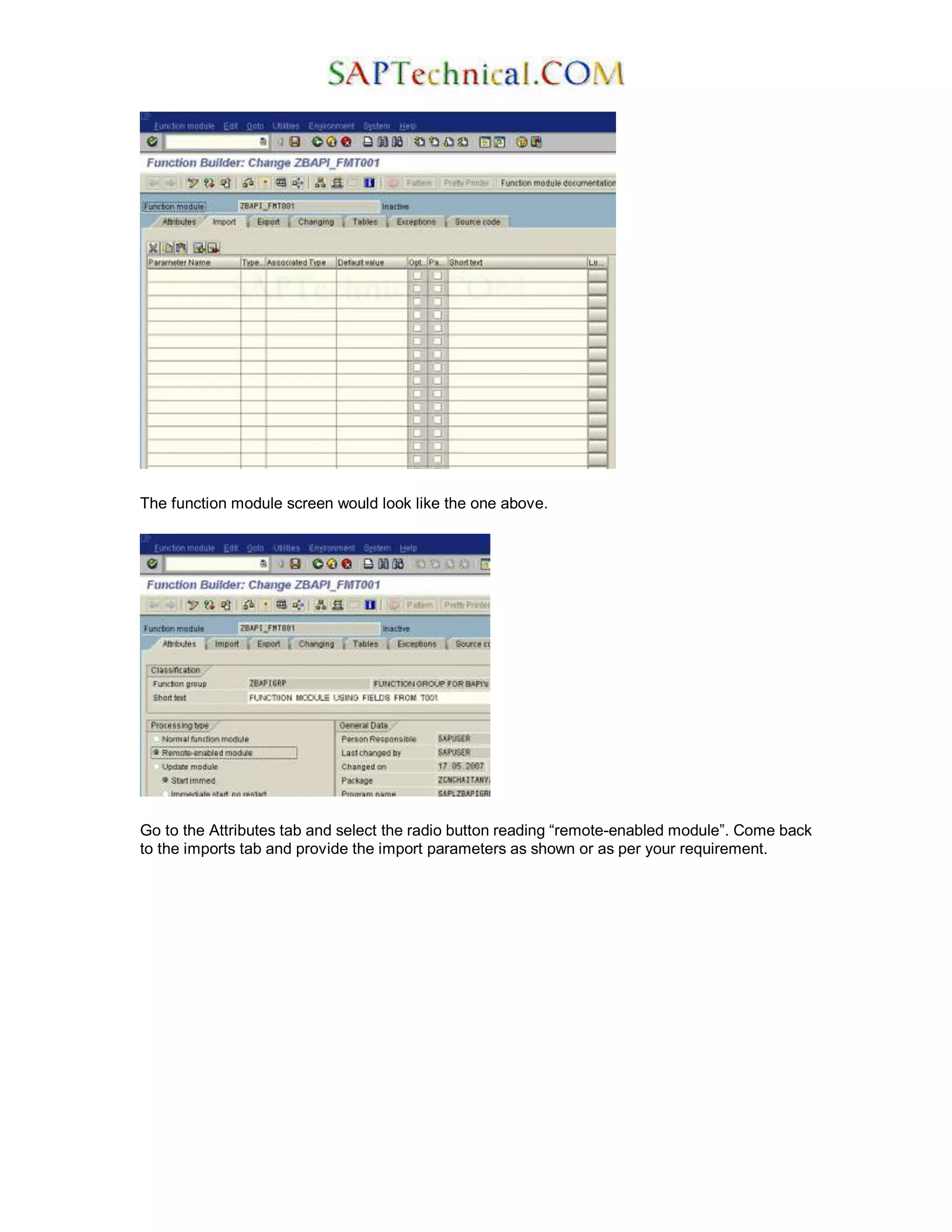 Step by-step creation of a bapi in detailed steps with scr… | PDF