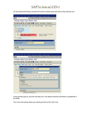 Step by-step creation of a bapi in detailed steps with scr… | PDF
