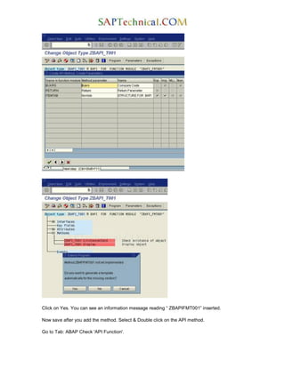 Step by-step creation of a bapi in detailed steps with scr… | PDF