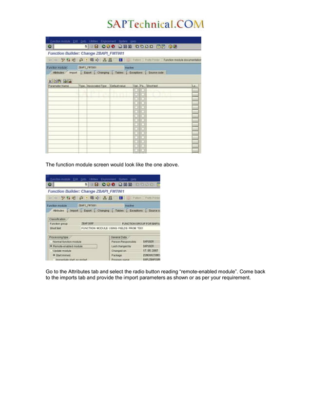 Step by-step creation of a bapi in detailed steps with scr… | PDF | Operating Systems | Computer ...