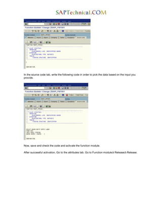 Step by-step creation of a bapi in detailed steps with scr… | PDF