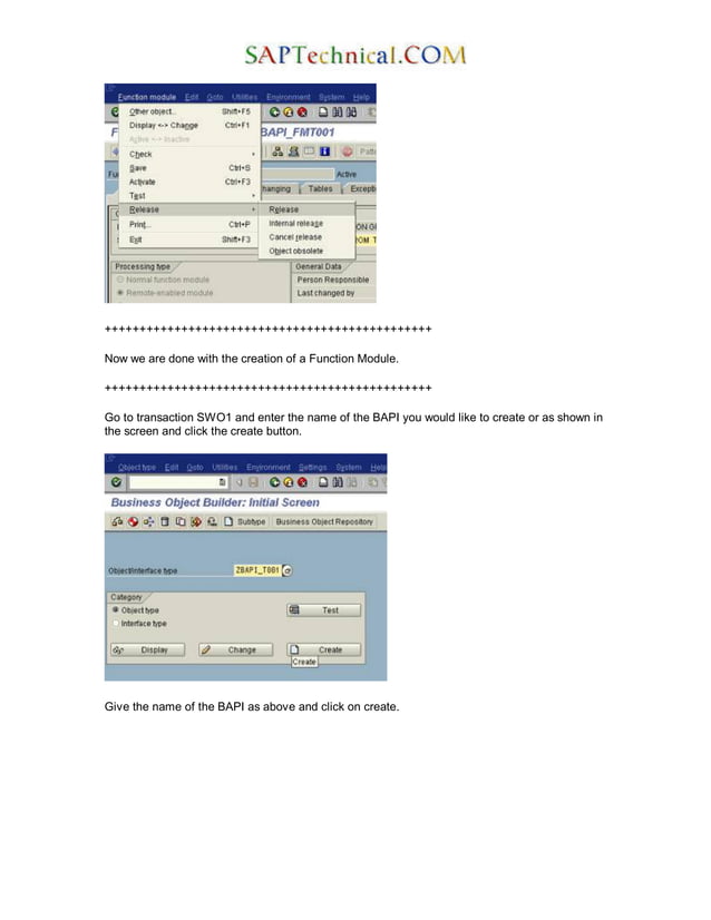Step by-step creation of a bapi in detailed steps with scr… | PDF | Operating Systems | Computer ...
