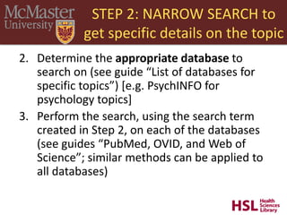 Library research step-by-step | PPTX | Search | Internet