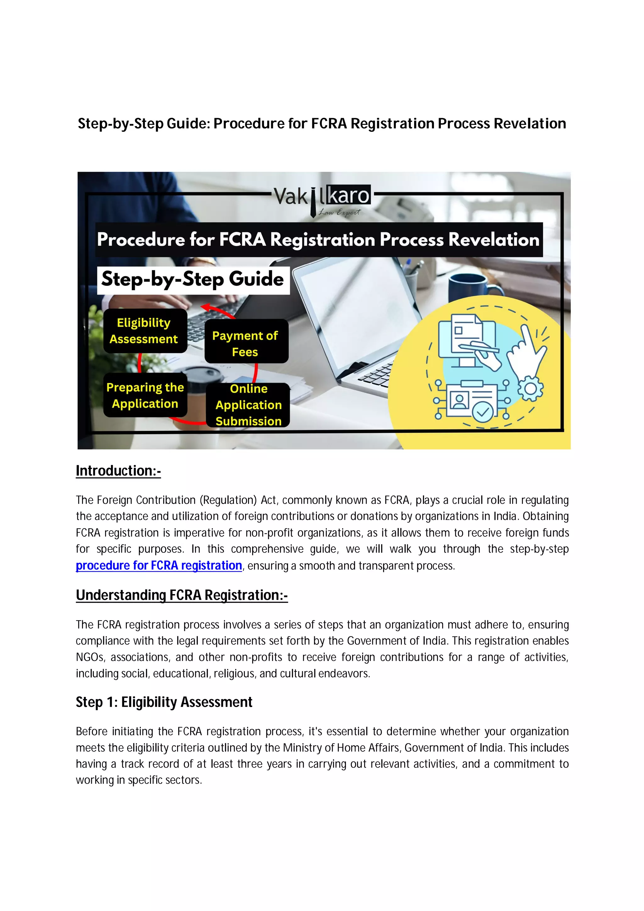 Step-by-Step Guide- Procedure for FCRA Registration Process Revelation ...
