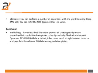 [Step by-step guide] configure document generation functionality in ms dynamics 365 | PPT