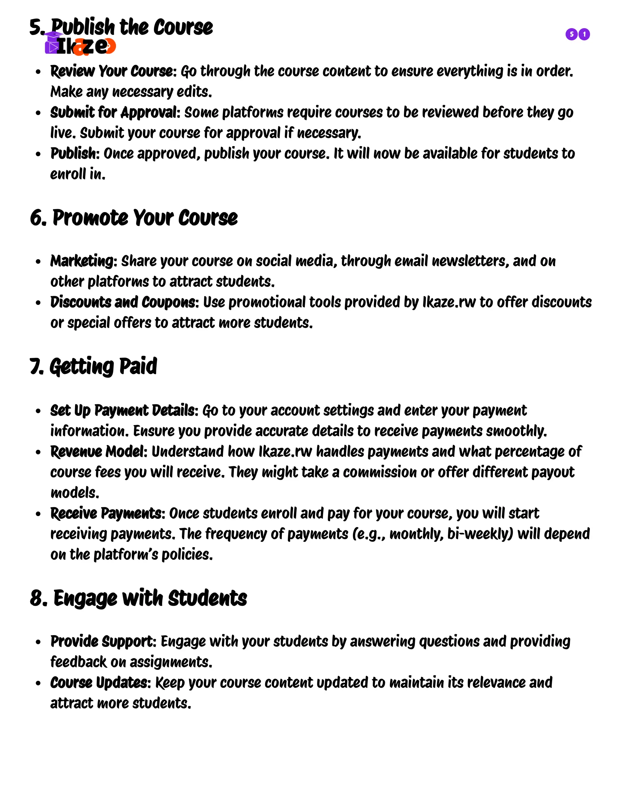 Step-by-Step Guide Launching A Paid Course On Ikaze.rw _ 🎈Ikaze Inc | PDF