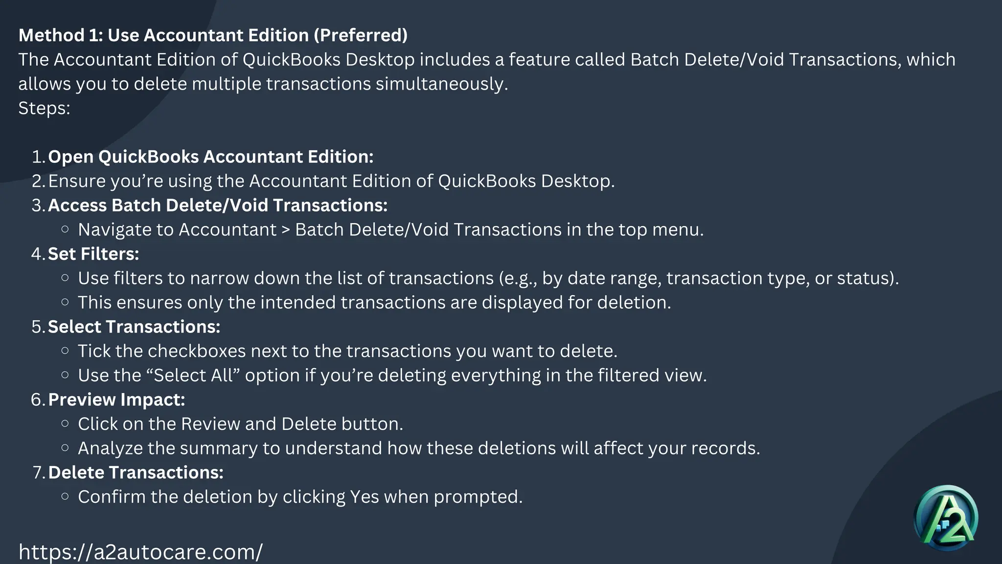 Step-by-Step Guide to Batch Deleting Transactions in QuickBooks Desktop | PDF