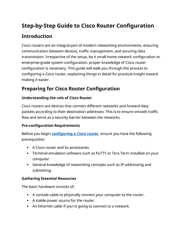 Step By Step Guide To Cisco Router Configurationdocx