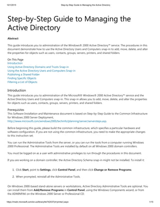 Step by-step guide to managing the active directory | PDF