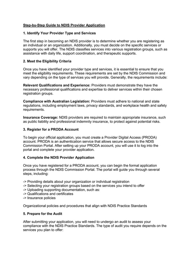 Step-by-Step Guide to NDIS Provider Application and Registration ...