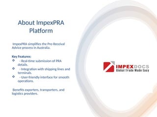 Step-by-Step Guide to Pre-Receival Advice in Australia | PPTX