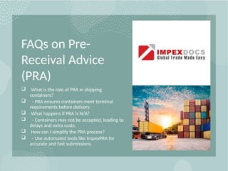 Step-by-Step Guide to Pre-Receival Advice in Australia | PPTX