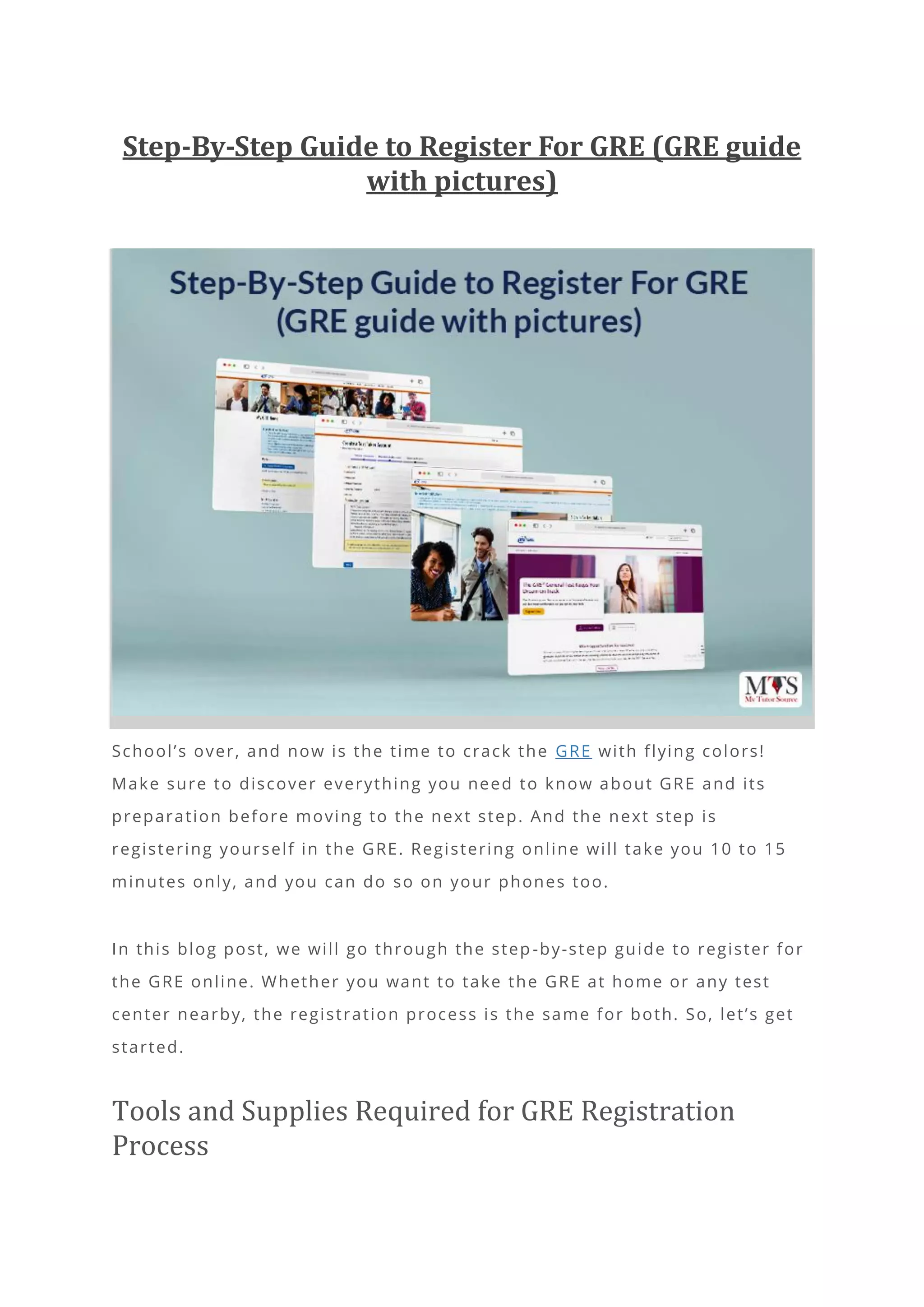 Step-By-Step Guide to Register For GRE (GRE guide with pictures) | PDF