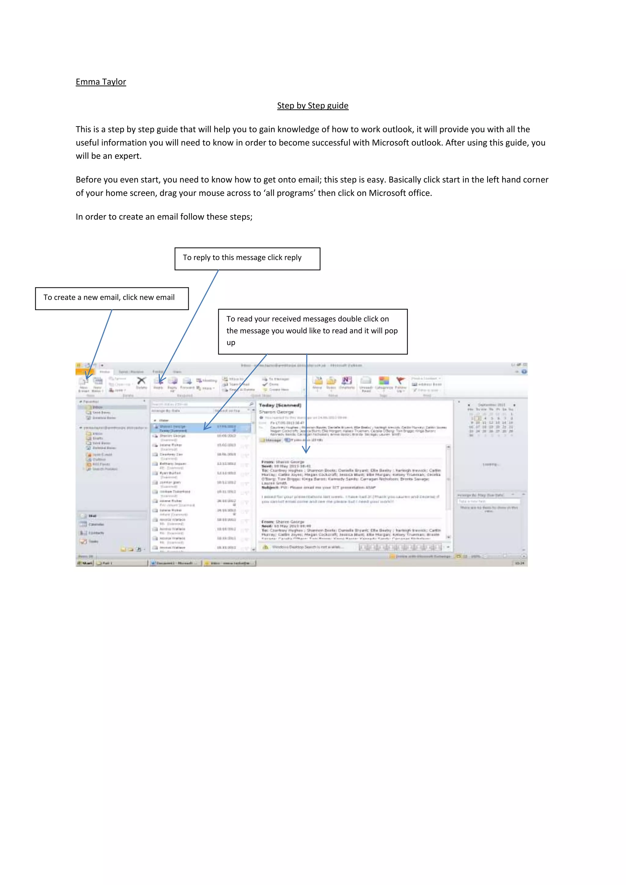 Step by-step how to send an email and an auto reply | DOCX