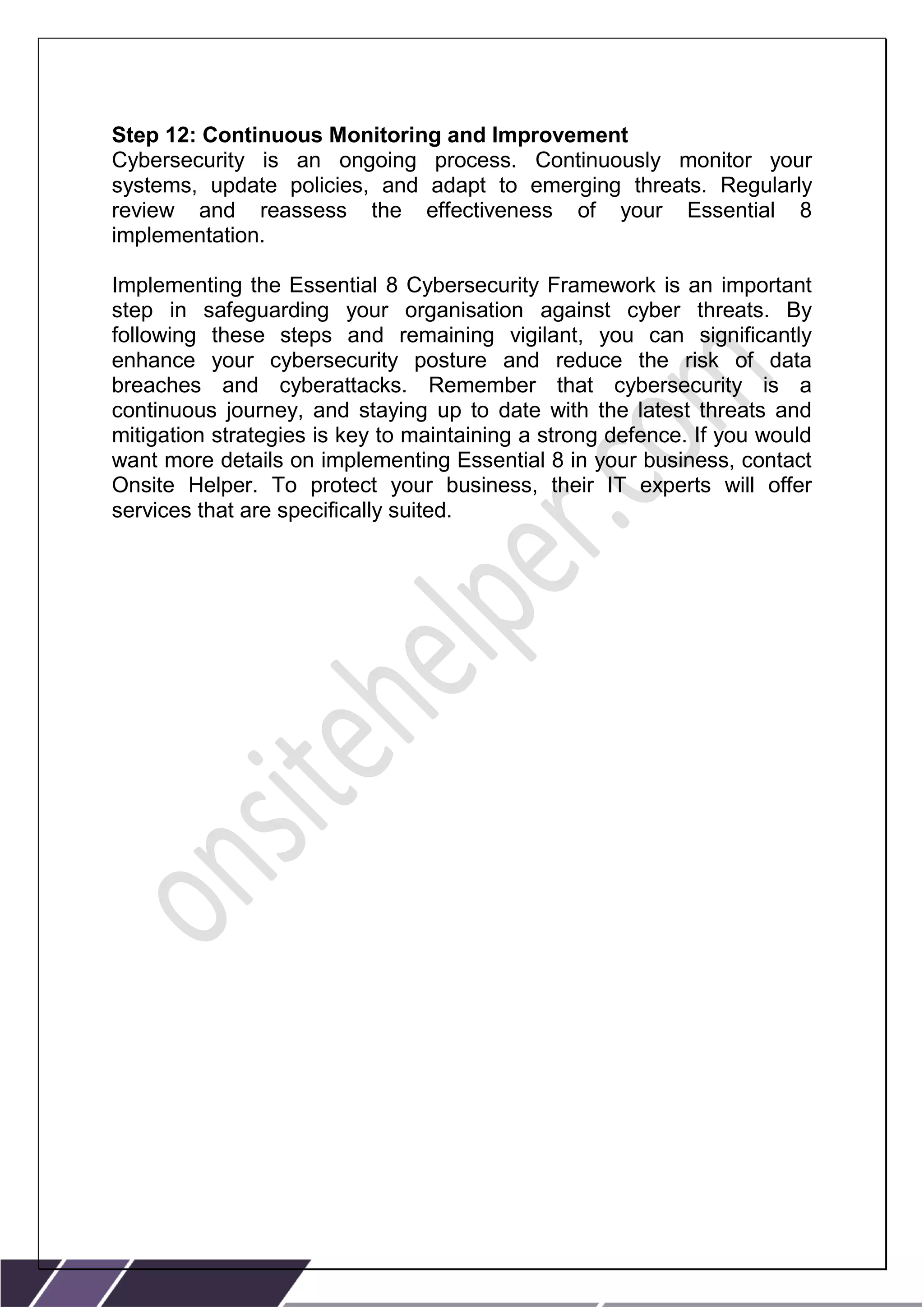 Step-by-Step Implementation of the Essential 8 Cybersecurity Framework ...