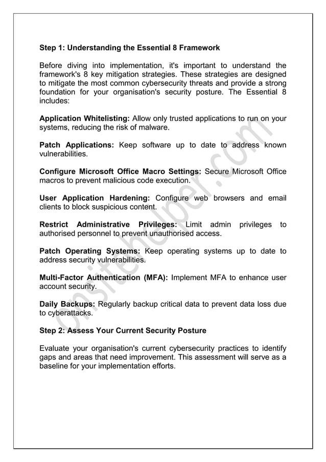 Step-by-Step Implementation of the Essential 8 Cybersecurity Framework ...