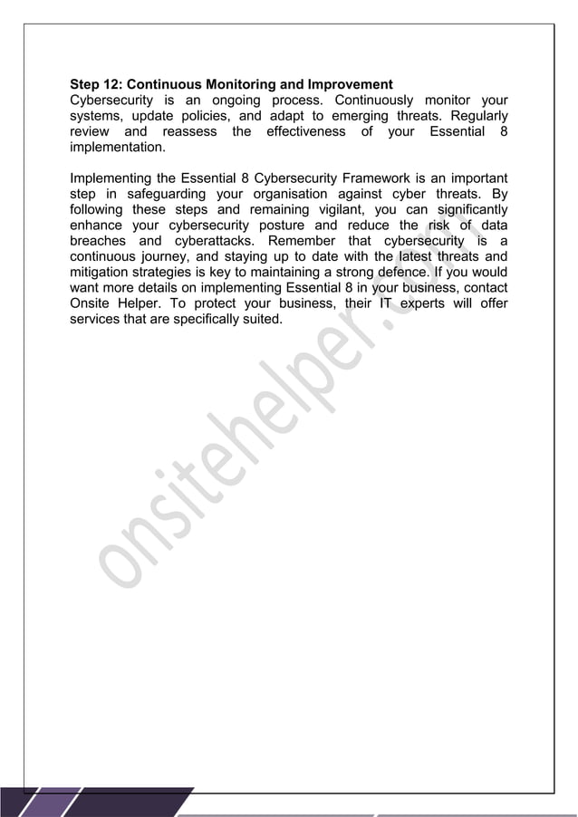 Step By Step Implementation Of The Essential 8 Cybersecurity Framework