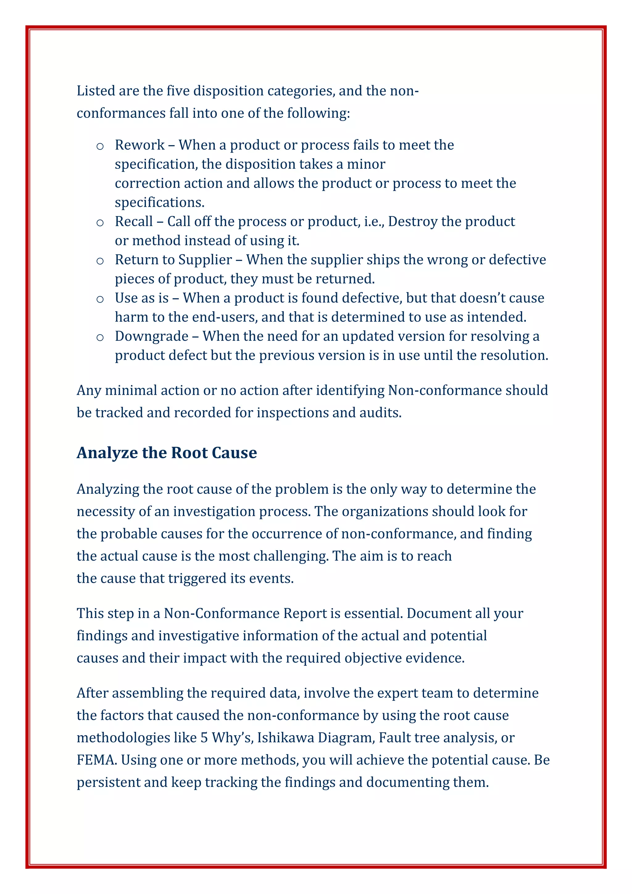 Step by-step instructions to write a non-conformance report | PDF