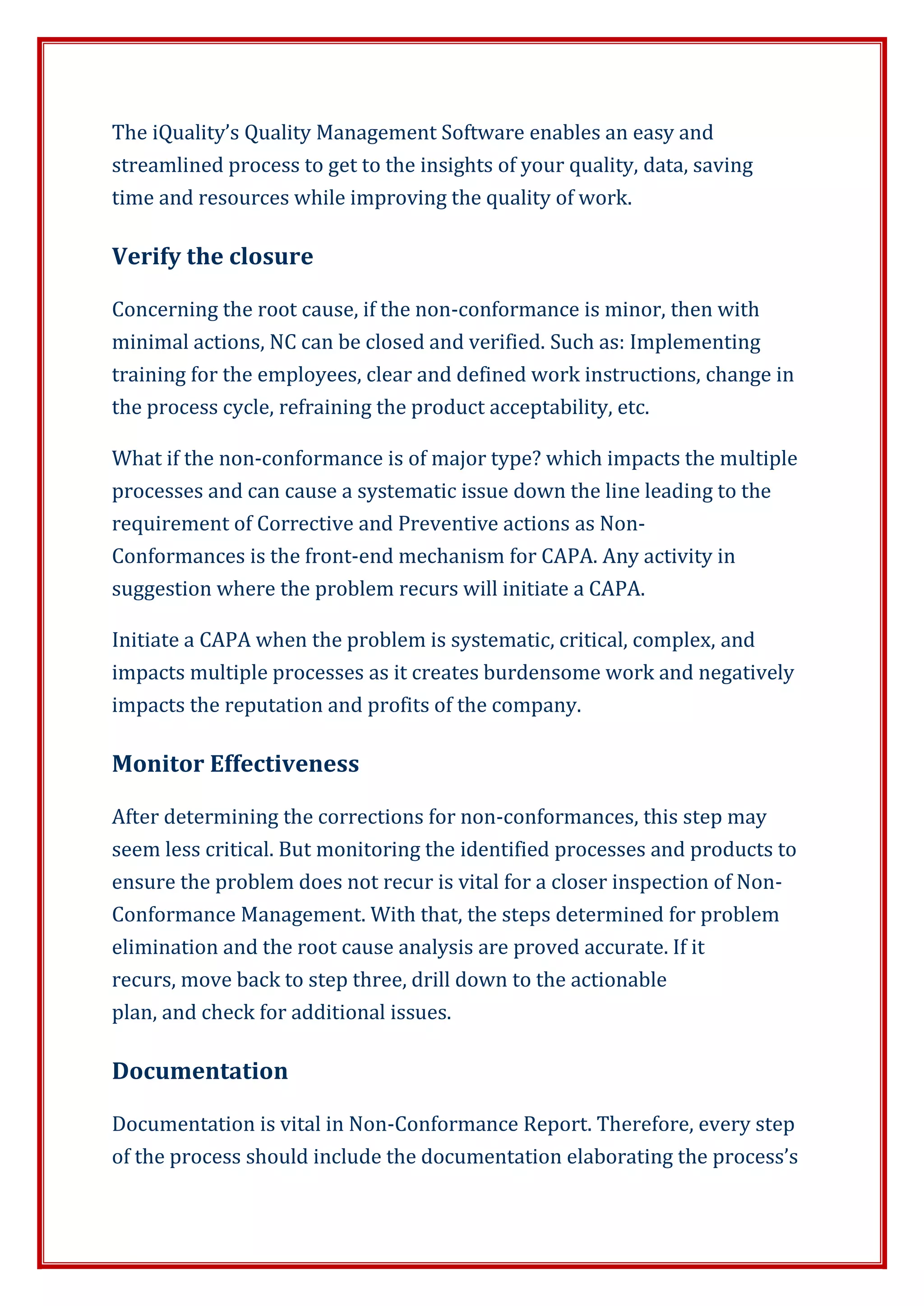 Step by-step instructions to write a non-conformance report | PDF