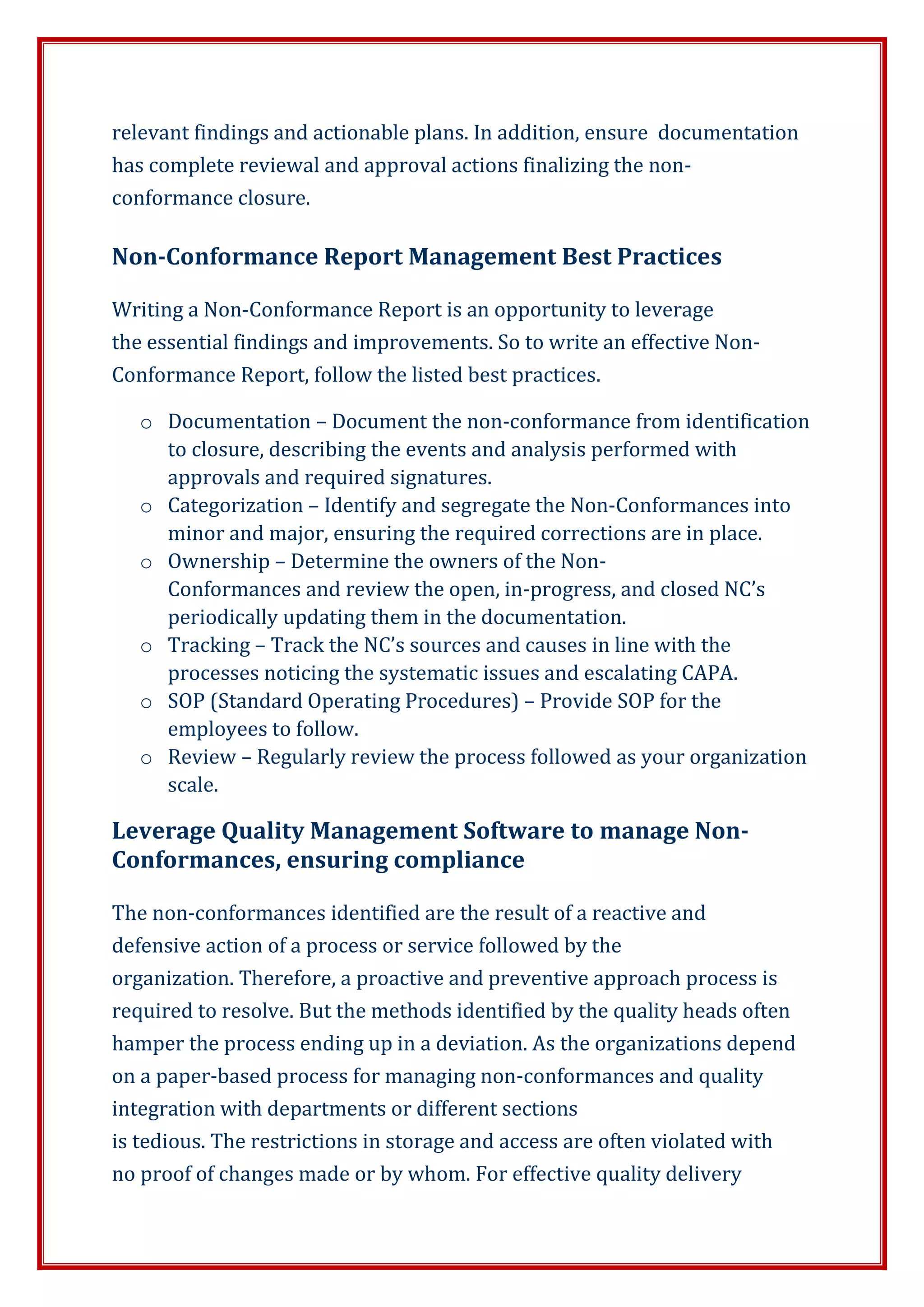 Step by-step instructions to write a non-conformance report | PDF