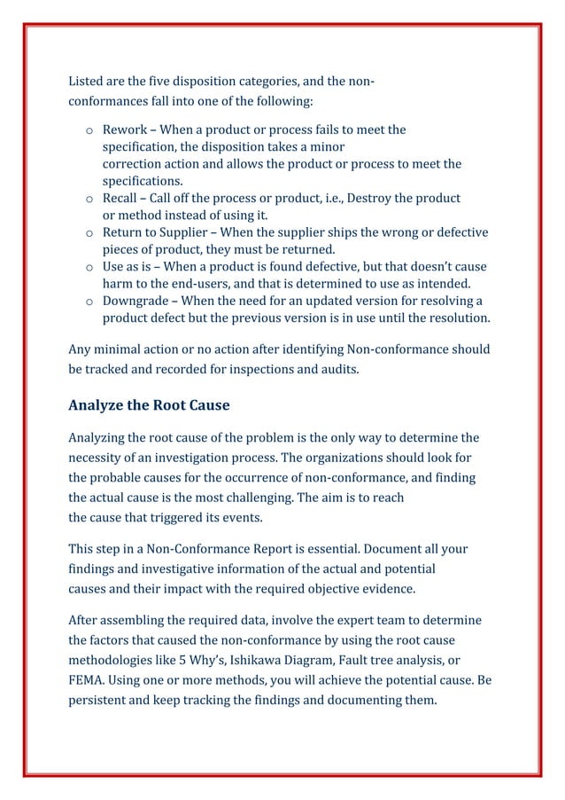 Step by-step instructions to write a non-conformance report | PDF