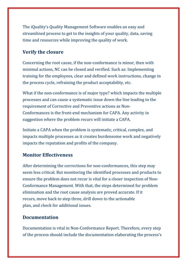 Step by-step instructions to write a non-conformance report | PDF