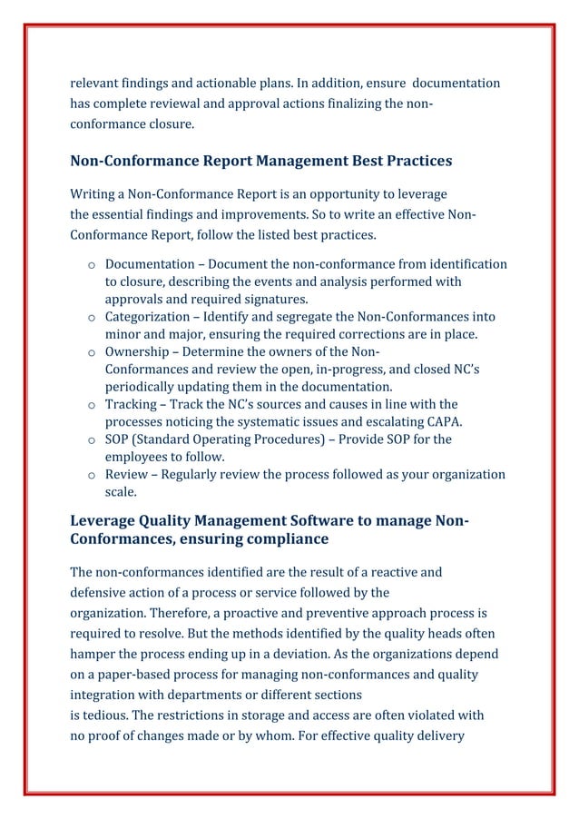 Step by-step instructions to write a non-conformance report | PDF