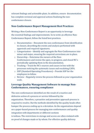 Step by-step instructions to write a non-conformance report | PDF