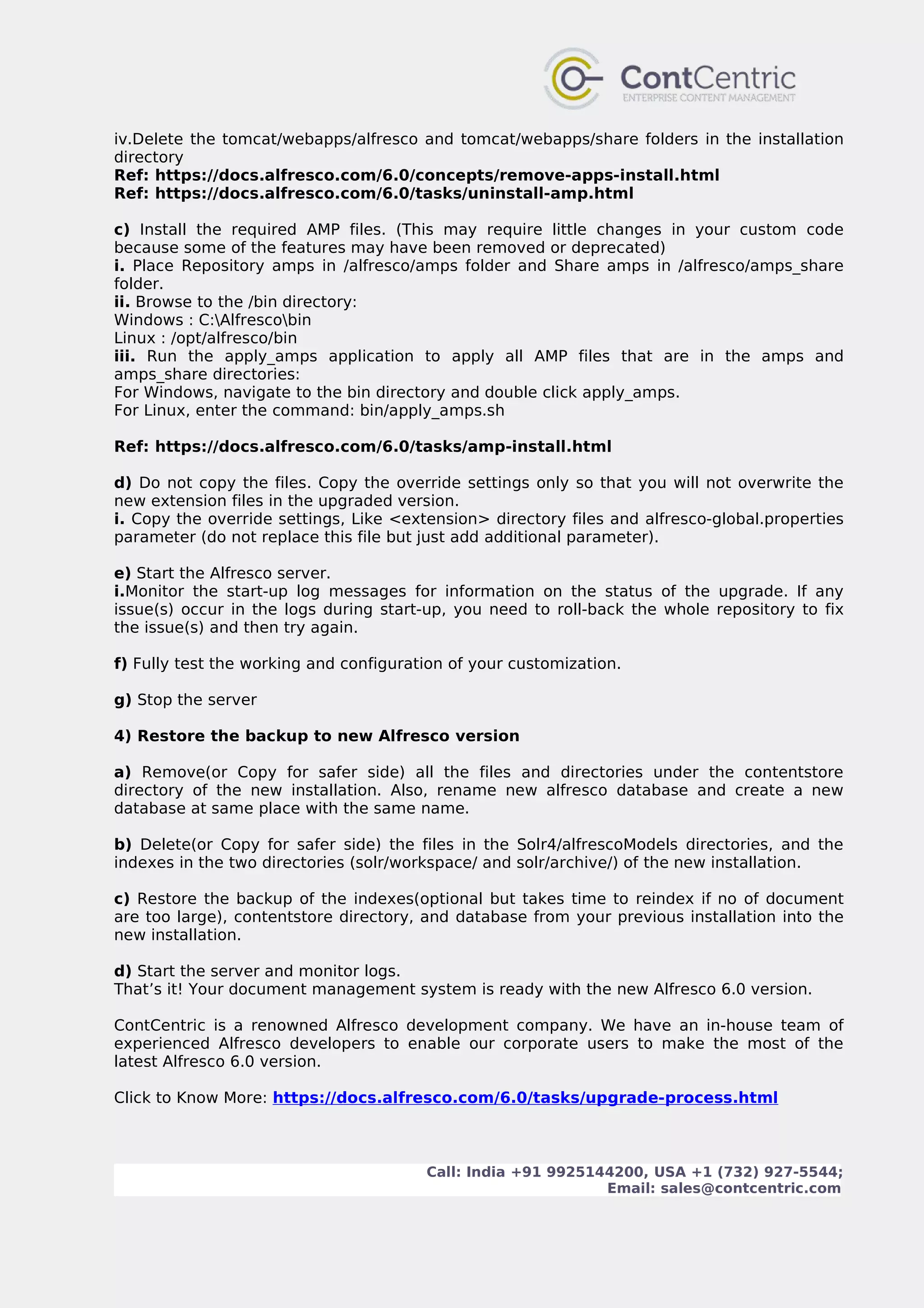 Step by-step process guide for alfresco migration from 5.x to 6.0 | PDF