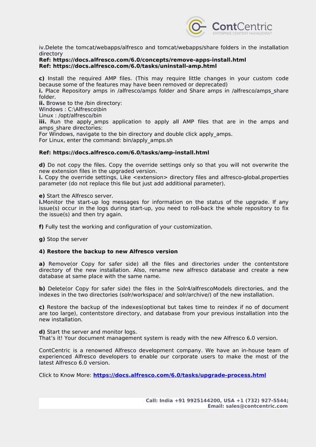 Step by-step process guide for alfresco migration from 5.x to 6.0 | PDF