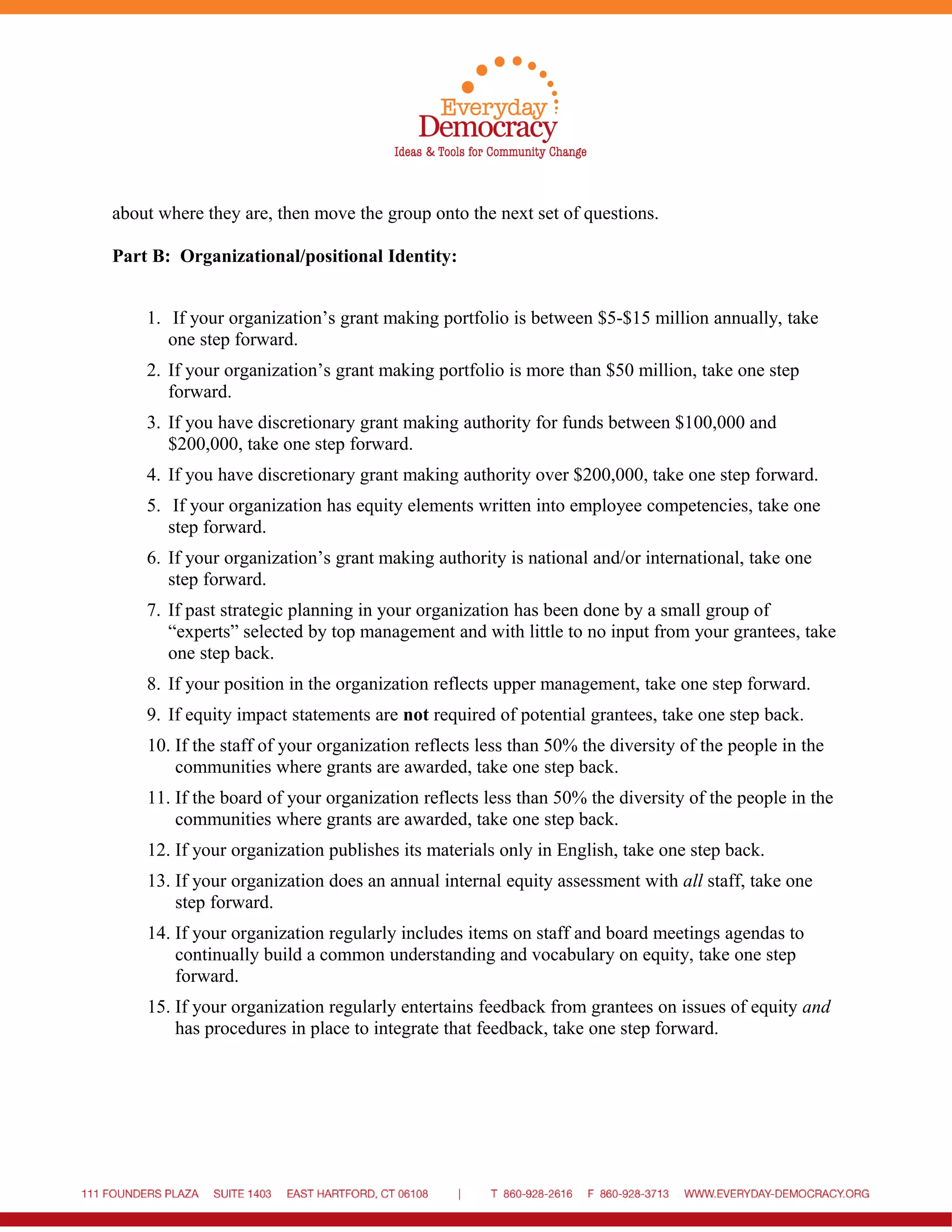 Step Forward, Step Back Racial Equity Activity | DOC