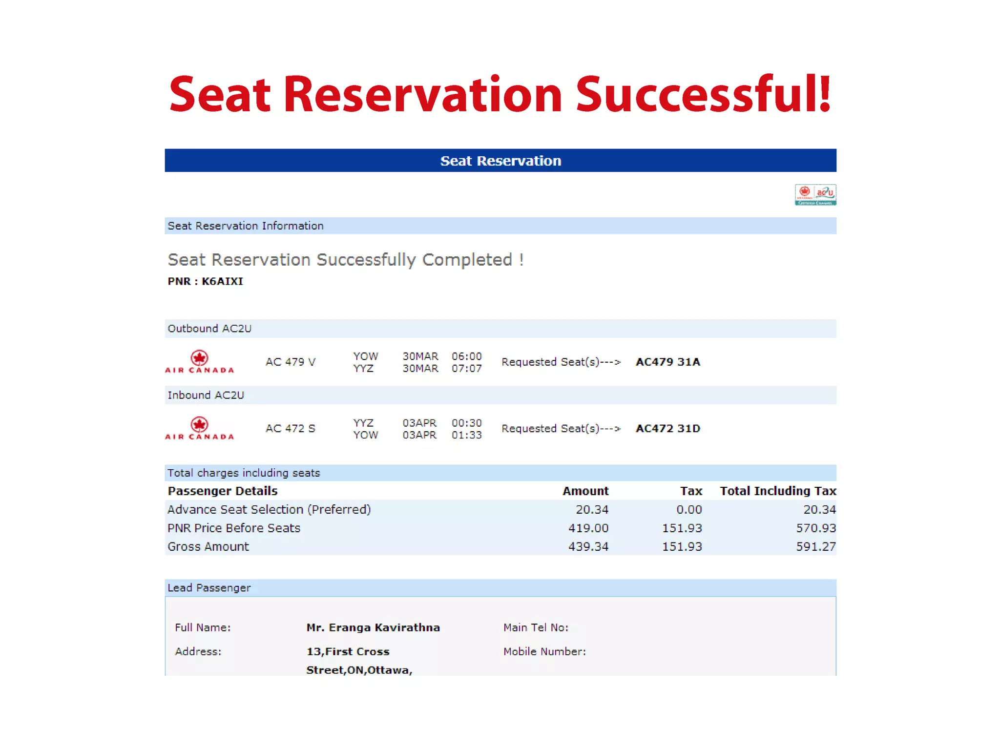The Flight Engine (TFE) B2B Seat Reservation - AC2U Airline Seat ...