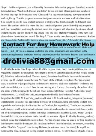 Step 1 In this assignment, you will modify the student information.pdf