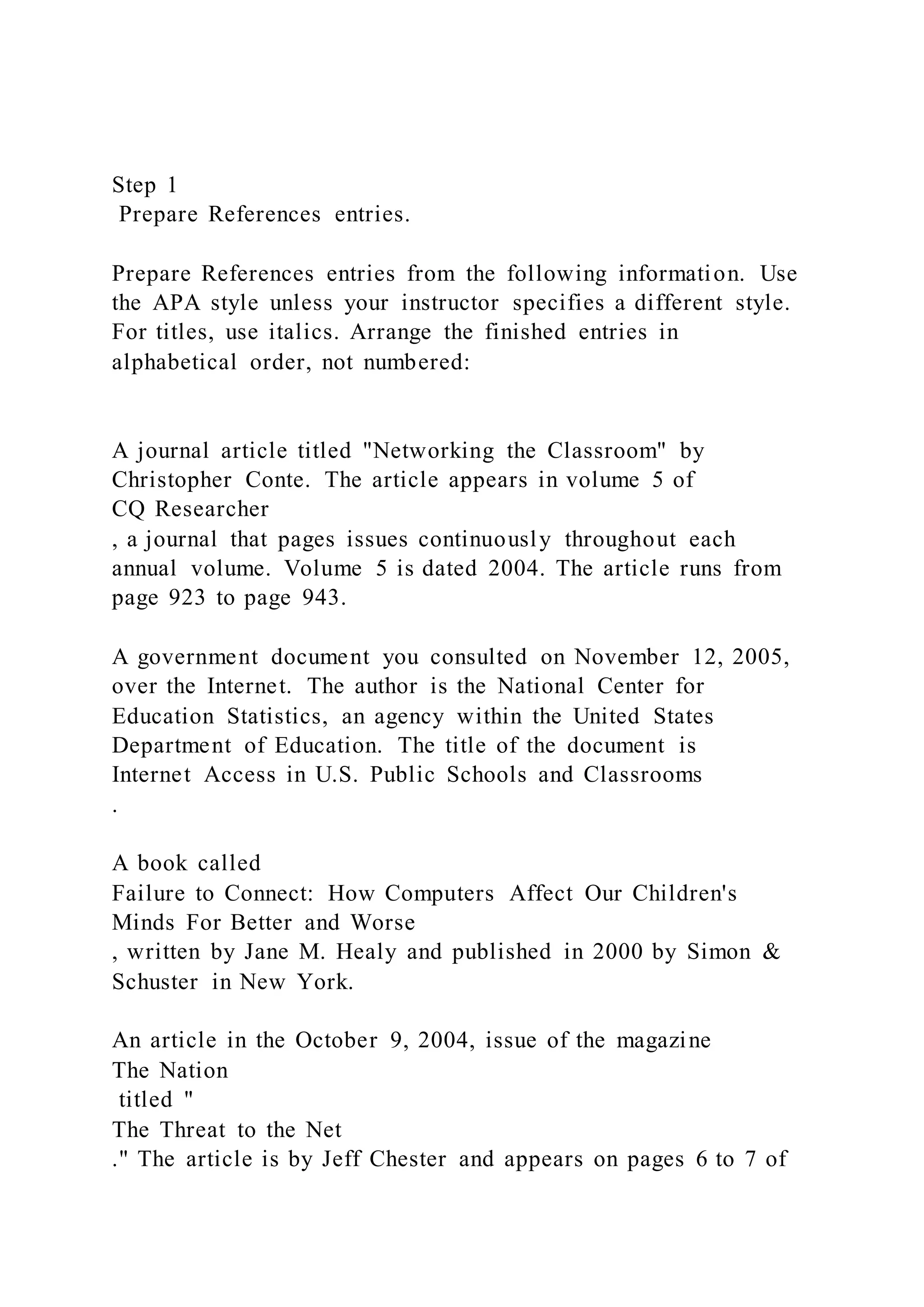 Step 1 Prepare References entries.Prepare References entries | DOCX