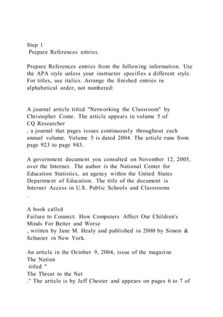 Step 1 Prepare References entries.Prepare References entries | DOCX