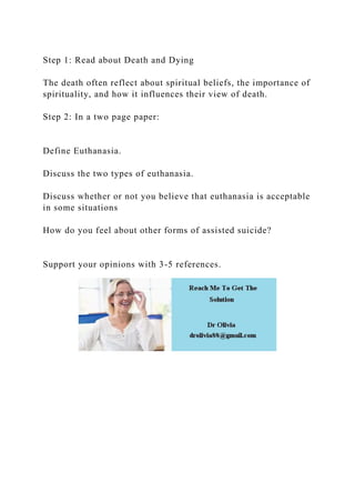 Step 1 Read about Death and DyingThe death often reflect about .docx