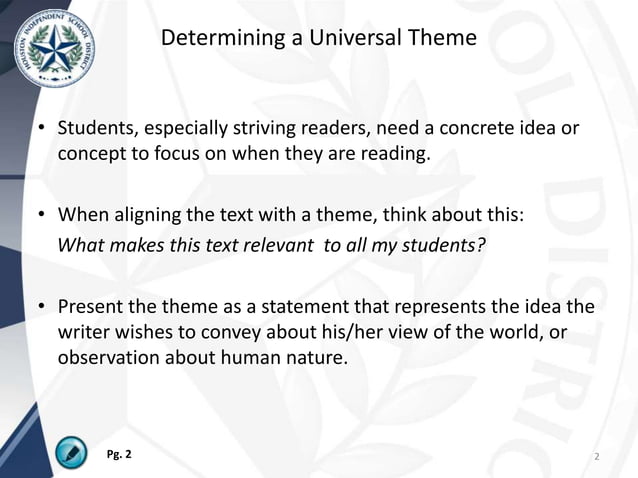 Step 2- Identifying the Universal Theme | PPT