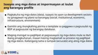 Updating the Barangay Database for BDP Formulation | PPTX