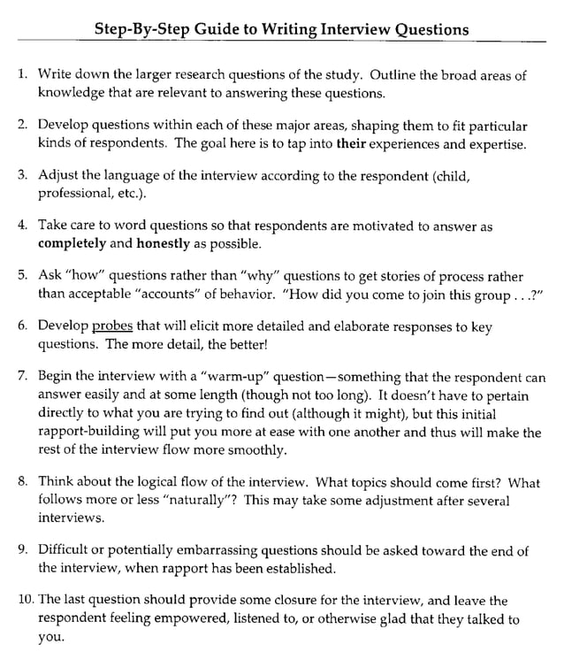 Step By Guide To Writing Interview Questions PDF step-by-guide-to-writing-interview-questions-pdf