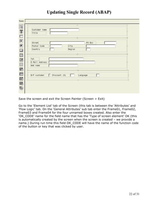 Step bystep abap_changinga_singlerecord | PDF | Programming Languages | Computing