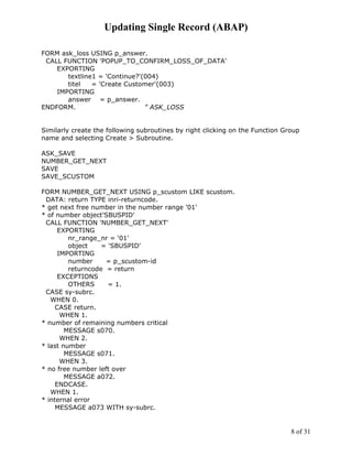 Step bystep abap_changinga_singlerecord | PDF | Programming Languages | Computing