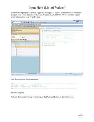 Step by step abap_input help or lov | PDF