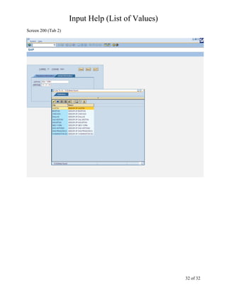 Step by step abap_input help or lov | PDF